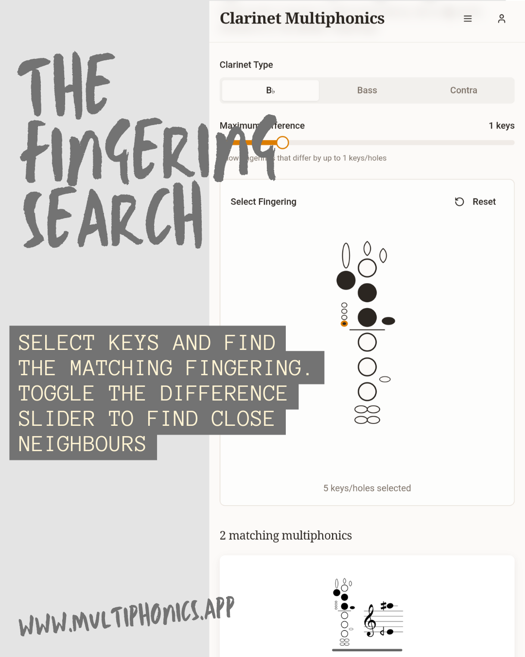 Clarinet Multiphonics — Fingering Diagrams, Audio & Notation