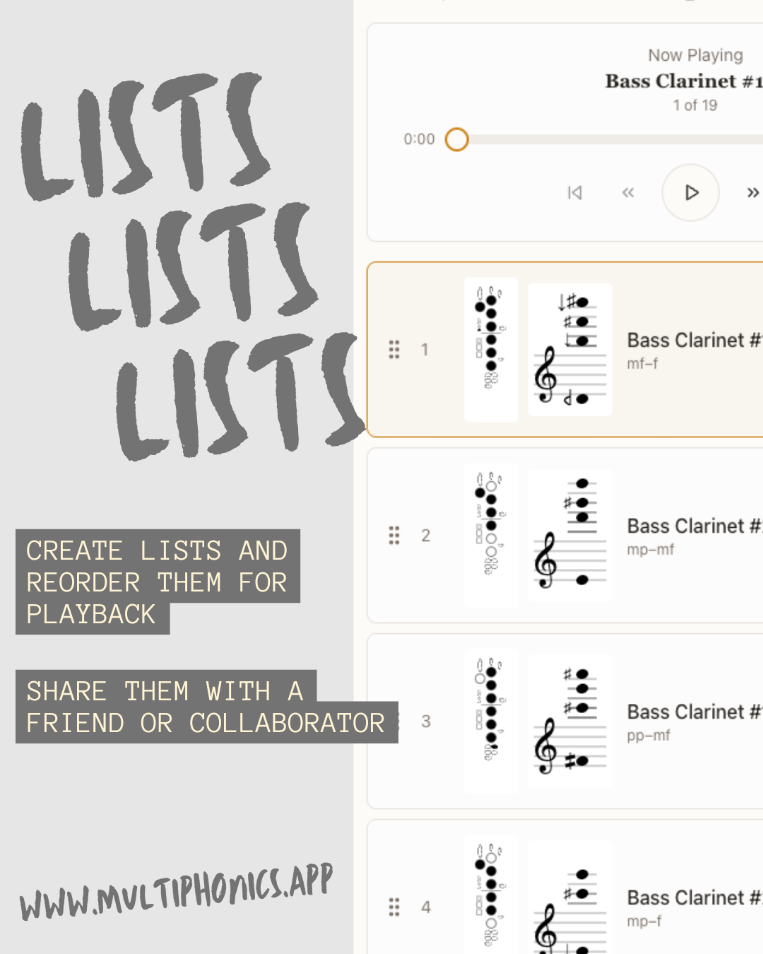 Clarinet Multiphonics — Fingering Diagrams, Audio & Notation